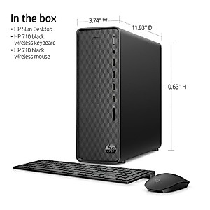 HP 2023 Slim Desktop Computer PC, Intel Core i3-10105 (Up to 4.4 GHz), 16GB RAM, 1TB SSD, WiFi, Bluetooth, HDMI, RJ-45, Mouse and Keyboard, Windows 11 Home, Dark Black