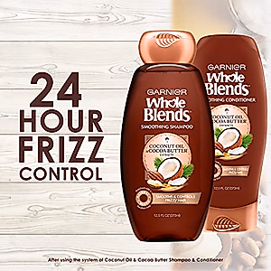 Garnier Whole Blends Sustainably Sourced Coconut Oil and Cocoa Butter Leave in Conditioner Treatment to Smooth and Control Frizzy Hair, 5.1 Fl Oz