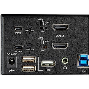 StarTech.com 2 Port Dual Monitor HDMI KVM Switch - 4K 60Hz Ultra HD HDR - Desktop 4K HDMI 2.0 KVM Switch with 2 Port USB 3.0 Hub (5Gbps) & 4X USB 2.0 HID, Audio - Hotkey Switching - TAA