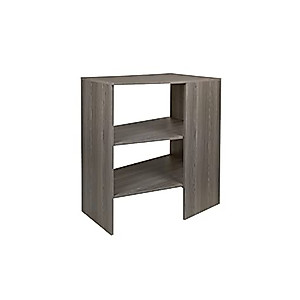 ClosetMaid SuiteSymphony Wood Corner Shelf Unit, 2 Shelves, Adjustable Stacking, for Storage, Closet, Clothes, Shoes, Décor, Graphite Grey