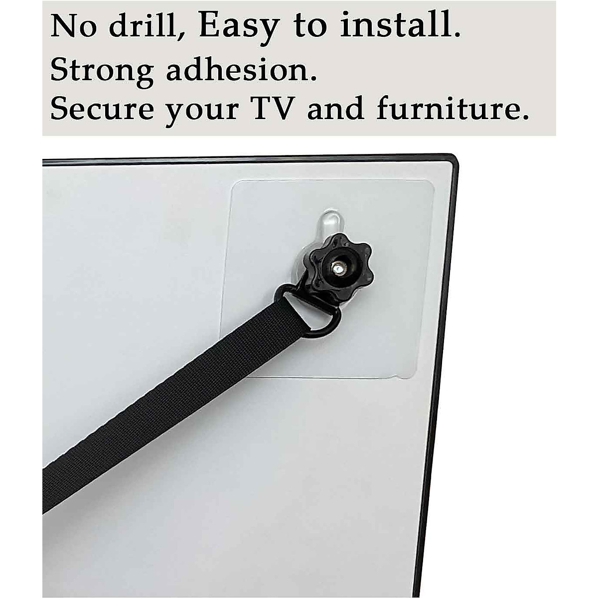 OeckuXIY 3 Pack Adjustable TV Safety Straps, No-Drill Anti-Tip Furniture Anchors for Baby Proofing, Flat Screens Fix to Wall,Cabinet,Stand Or Desk, Earthquake Straps