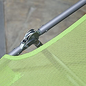 Outsunny Folding Chaise Lounge Pool Chairs, Outdoor Sun Tanning Chairs with Pillow, Reclining Back, Steel Frame & Breathable Mesh for Beach, Yard, Patio, Green