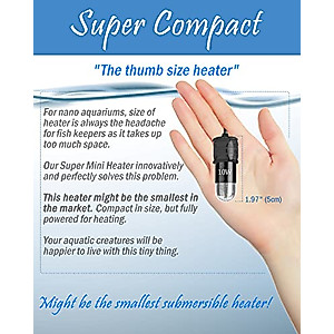 AquaMiracle Adjustable 10W Betta Heater Small Aquarium Heater Submersible Fish Tank Heater 5V/2A USB Powered Super Mini Aquarium Heater with Digital Display Thermostat, for up to 1 Gallon Tanks