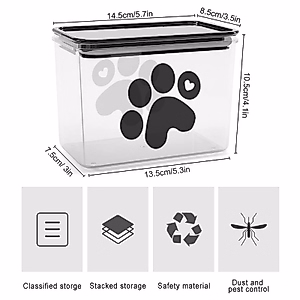 Dog Paw Prints Storage Box Plastic Food Organizer Container Canisters with Lid for Kitchen