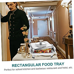 Zerodeko 3 Pcs Buffet Tray Stainless Steel Bread Pan Snack Trays Dessert Tray Buffet Warmer Dish Chafing Dish Buffet Set Drinks Server Plate Food Holding Plate Rectangular Plate Dish Tray