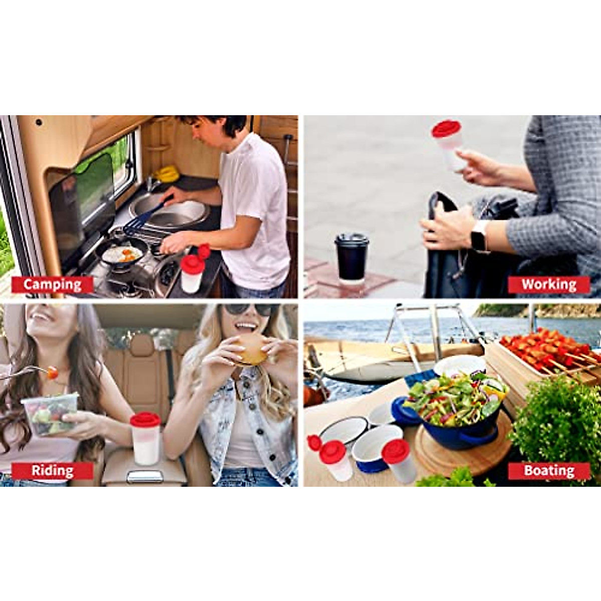 Salt and Pepper Shakers Moisture Proof Set of 2 Large Salt Shaker to go Camping Picnic Outdoors Kitchen Lunch Boxes Travel Spice Set Clear with Red Covers Lids Plastic Airtight Spice Jar Dispenser