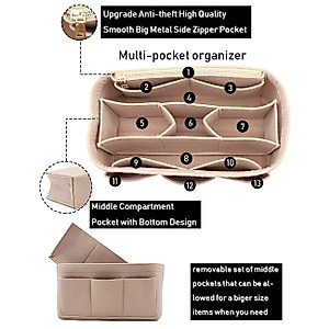 LEXSION Felt Handbag Organizer,Insert purse organizer Structure Shaper fits Speedy 8001 Beige M