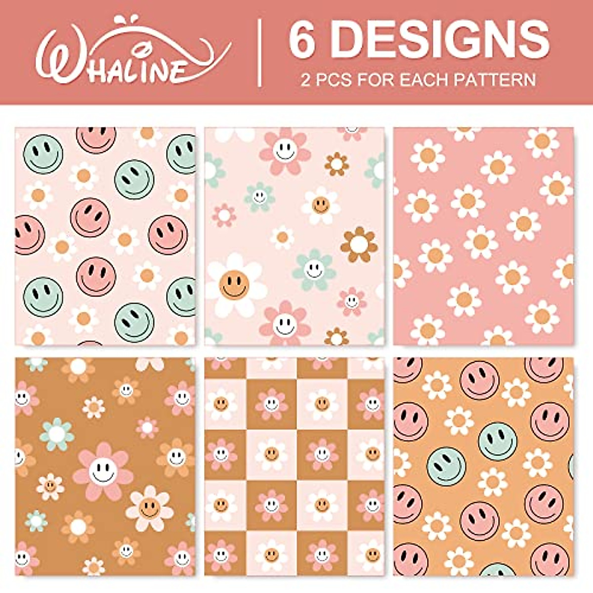 Whaline 12 Sheet Retro Boho Wrapping Paper Folded Flat Boho Floral Gift Wrap Art Paper for Birthday Wedding Baby Shower DIY Crafts Gift Packing Supplies, 19.7 x 27.6 Inch, 6 Design