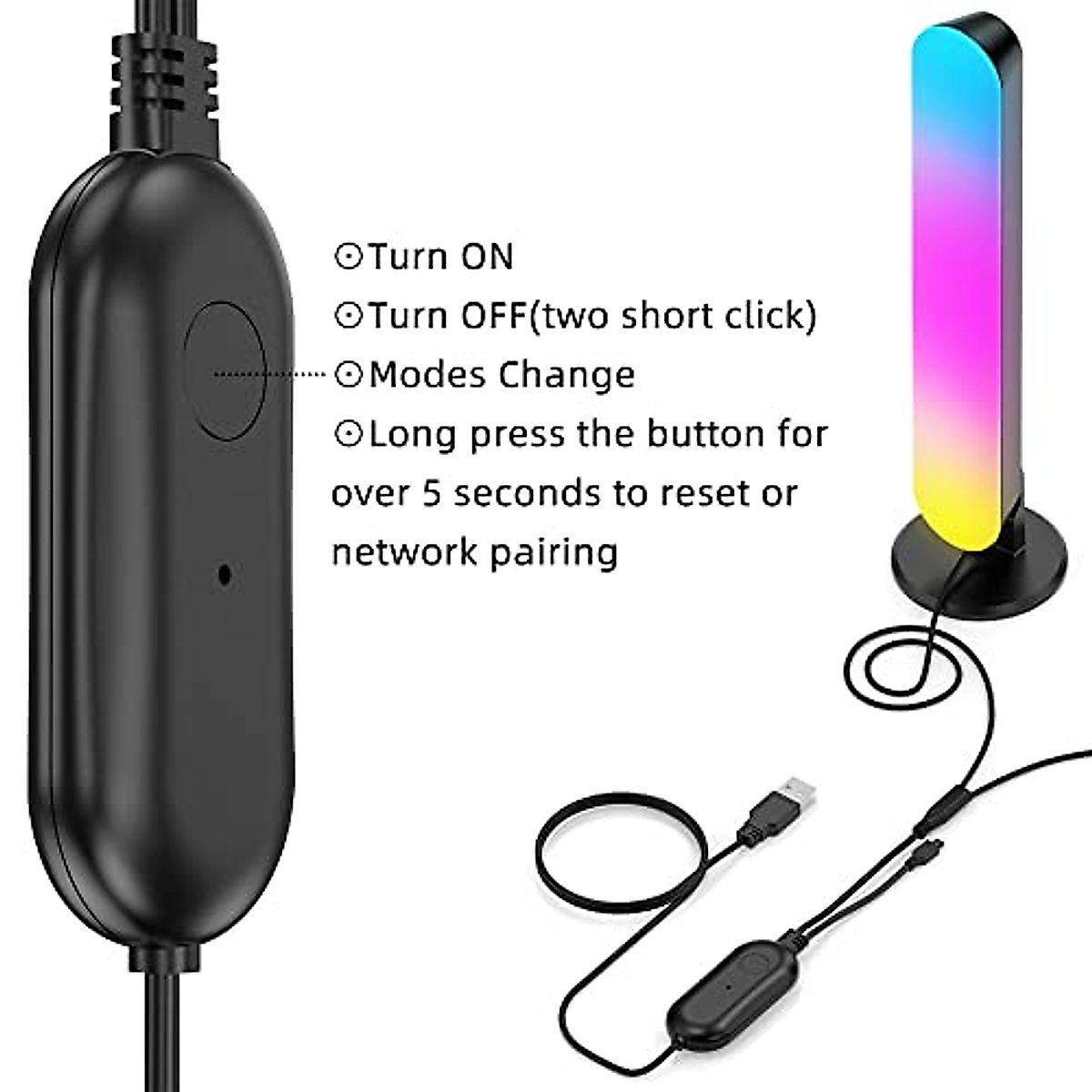 Smart LED Light Bars 2 PCS, Light Bar Dimmable Color Changing with Music Sync, Ambient Lighting Compatible with Alexa and Google Assistant, Gaming Lights with WiFi APP