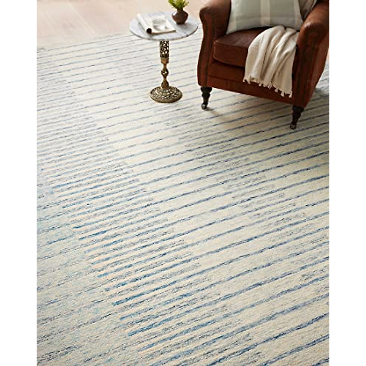 Loloi Chris Loves Julia Chris Collection CHR-01 Ivory/Denim 3'-6'' x 5'-6'', .50" Pile Height, Accent Rug