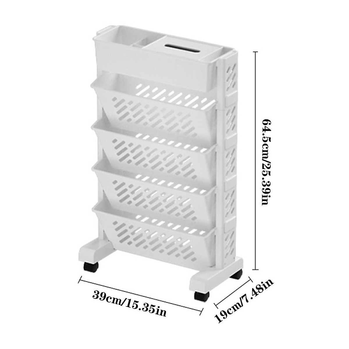 Mobile Bookshelf with Wheels,Moveable Bookshelf Organizer,Multilayer Capacity for Home 6 Tier Rolling Book Cart for Office & Classroom