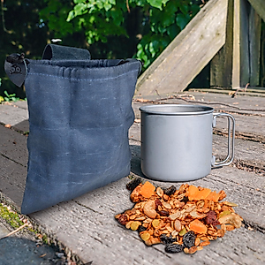 Hide & Drink, Waxed Canvas Foraging Pouch (Collapsible) for Hiking, Treasures & Seashells, Easy Looping Around Belts, Hands-Free Access, Genuine Leather, Handmade Includes 101 Year Warranty (Fatigue)