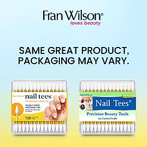 Fran Wilson NAIL TEES COTTON TIPS 120 Count (2 PACK) - The Ultimate Nail Tool, Multi-Purpose Double-sided Swabs with Pointed Ends for Precise Touch-ups and the Perfect At-Home Manicure & Pedicure