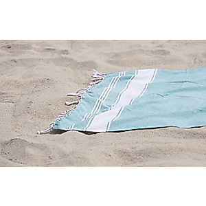 LANE LINEN 100% Cotton Beach Towel with Bag 2 Pack Towels Oversized 39"x71" Pool Highly Absorbent Extra Large Quick Dry Travel Towel - Aqua