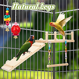 Sonwyoung 12 Pcs Parrot Swing Toys and Wooden Bird Perches Platform with Climbing Ladder Colorful Chewing Standing Hanging Parakeet Toy Bird Cage Accessories for Budgerigar Cockatiel Conure Love Birds