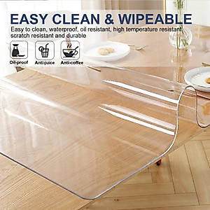 Multi-Size 24x48" Clear Table Protector Kitchen Dining Room Wood Furniture Cover Screen Protection Plastic Tablecloth Mat Wipeable Easy Clean Desktop Protective Pad PVC Vinyl Coffee Side Tabletop