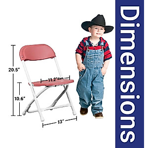 TentandTable Kids Size Poly Plastic Chairs with Metal Frame - Heavy Duty 220 lbs. Capacity - Lightweight & Stackable Folding Chair for Classroom Desk & Tables, Event, Banquet, Wedding (4 Pack, Red)