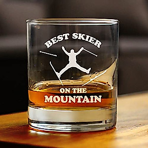 Best Skier - Whiskey Rocks Glass - Unique Skiing Themed Decor and Gifts for Mountain Lovers - 10.25 Oz Glasses