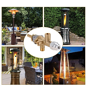 OWLEEN Safety Brass Patio Heater Main Control Valve with Pilot Port Fit for Low Pressure Patio Connection