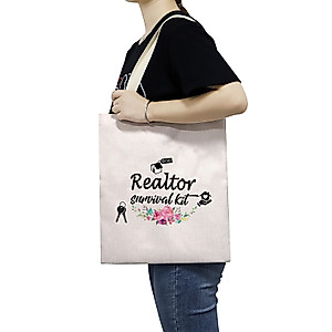 TSOTMO Real Estate Agent Canvas Tote Bag Gifts Realtors Gift Realtor Tumbler Gift Realtor survival kit Canvas Tote Bag Real Estate Gifts (Realtor Canvas)
