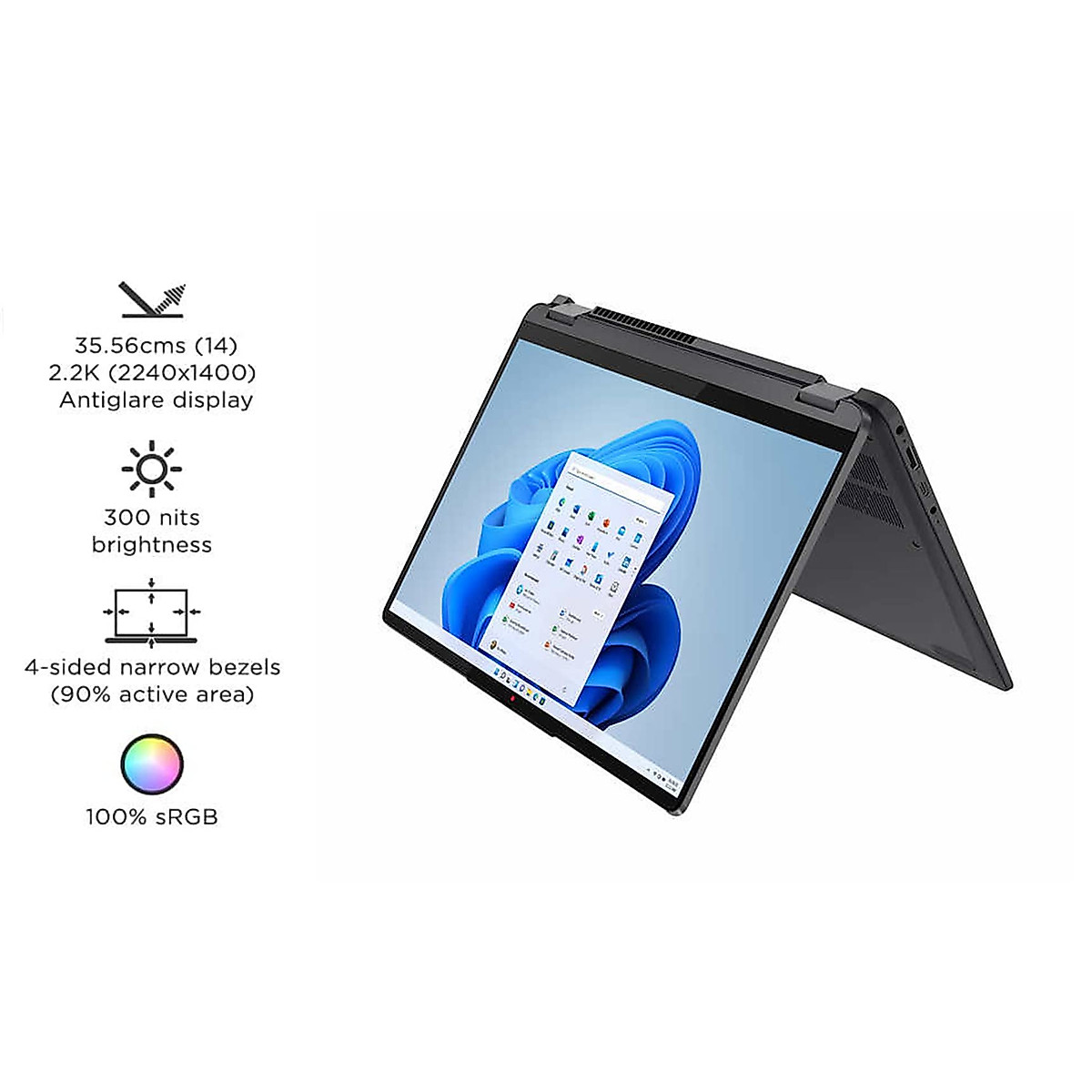 Lenovo Newest Flex 5 14" 2-in-1 Touchscreen Laptop - AMD Ryzen 7 5700U - 16:10 2K QHD (2240 x 1400) 100% sRGB Display - Type-C - Fingerprint - Wi-Fi 6 – Win 11- w/HDMI (16GB RAM | 512GB PCIe SSD)