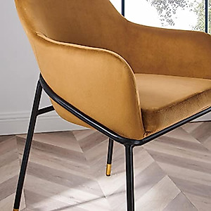 Modway Jovi Performance Velvet Dining Armchair in Black Cognac