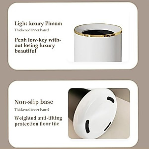 YOJIA 2.6 Gallon/10L Office Trash Cans,Open Top Waste Basket,White and Elegant Trash bin,Light Luxury Garbage Can,for Desk,Hotel,Living Room,Bedroom,Bathroom,Kitchen,RV,Cafe (White)