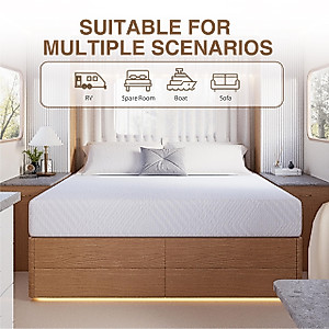 Dyonery RV Mattress Short Queen, 8 Inch Memory Foam Camper Mattress Fiberglass Free Bed in a Box Made in USA CertiPUR-US Certified, 75"×60"×8", White