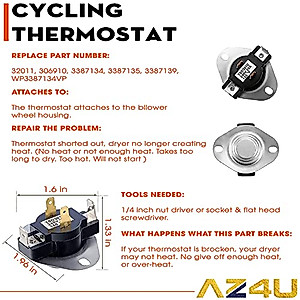 Dryer Thermostat 3977767 3387134 And Thermal Fuse 3392519 279816 Replaces For Whirlpool WED4815EW1 WED5000DW2 WED6200SW1 WED6600VW0 WED4800BQ1 WED4800XQ0 WED4800XQ1 WED4900XW0 WED49STBW1 WED5100VQ1