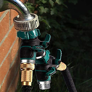 Riemex Metal Garden Hose Splitter Upgraded 2024, 2 Way Y Hose Connector, Easy Grip Splitter, Sturdy Connector with 3/4 "Connector and Rubberized Grip for Garden, 1 Pack