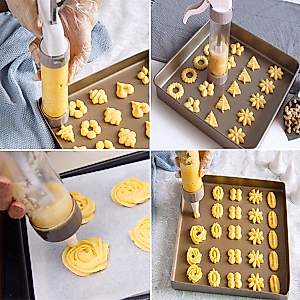 FRJ Transparent multi-function cookie pressure spray gun kit with 13 discs and 6 icing tips, perfect for DIY cookie making and cake frosting decoration