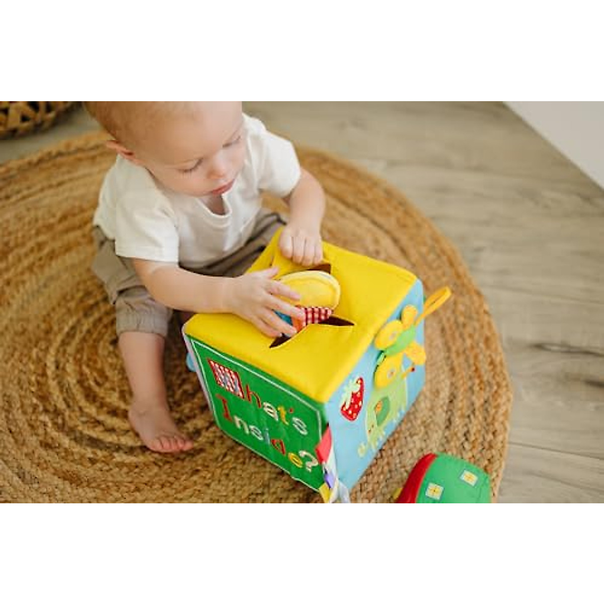 Genius Baby Toys Surprise Box for Baby - What's Inside Box with 8 Sensory Toys for Baby, 7" Square Cube - Deluxe, Perfect Size for Small Hands