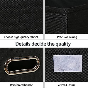 NieEnjoy Closet Organizers Fabric Storage Cube Bins with Lids collapsible storage bins basket with Handles ,Storage Boxes for Organizing,3 Pack (Black)