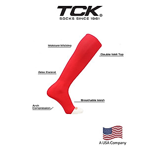 TCK Prosport Performance Tube Socks (Red, Large)