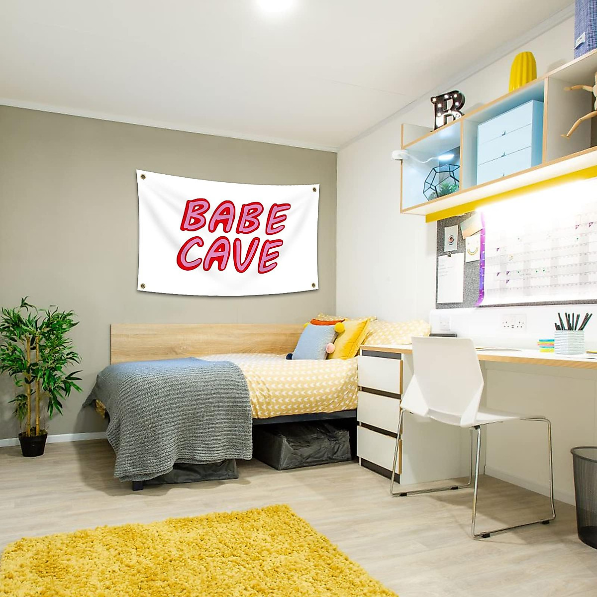 Babe Cave Flag 3x5 Feet Flag Funny Poster Durable Man Cave Wall Flag with 4 Brass Grommets This beautiful entertaining banner flag for College Dorm Room Decor,Outdoor, events, festivals..