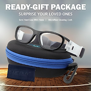 BLUE CUT Safety Basketball Goggles For Kids for Outdoor Sports Activities Soccer Football Anti Fog Lenses (Black)