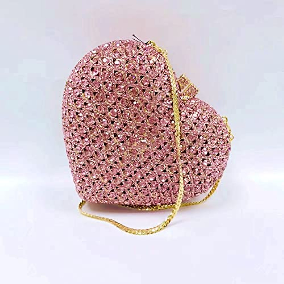 DEBIMY Cute Heart Shape Crystal Clutch Purse Mini Handbag Rhinestone Evening Bag Wedding Party Evening Clutch Bag Black