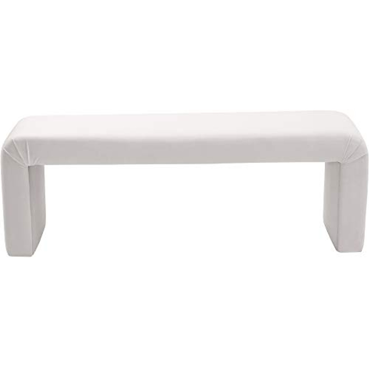 Meridian Furniture Minimalist Collection Modern | Contemporary Velvet Upholstered Bench, 53" W x 14.75" D x 18.25" H, Cream