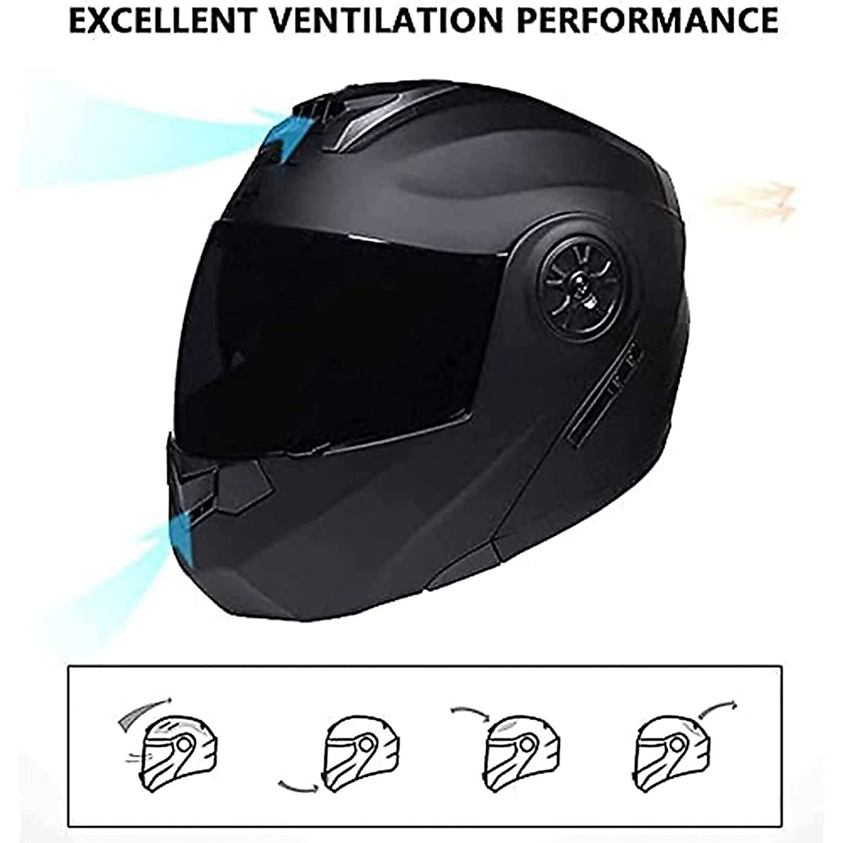 stdpcxz Modular Bluetooth Motorcycle Helmet DOT Approved with Double Visor Full Face Motorbike Helmet Built-in Dual Speaker with Microphone Flip Up Helmet for Adult Men Women 14,L