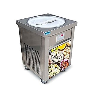 Kolice Commercial ETL UL NSF fry ice cream rolled machine, fried ice cream machine, roll ice cream machine, snack food equipment-22" single round pan, auto defrost, smart AI temperature controller