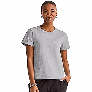 Hanes Comfortblend Originals Cotton T-Shirt, Classic Crewneck Women's Tee, Curved Back Hem, Light Steel, Medium
