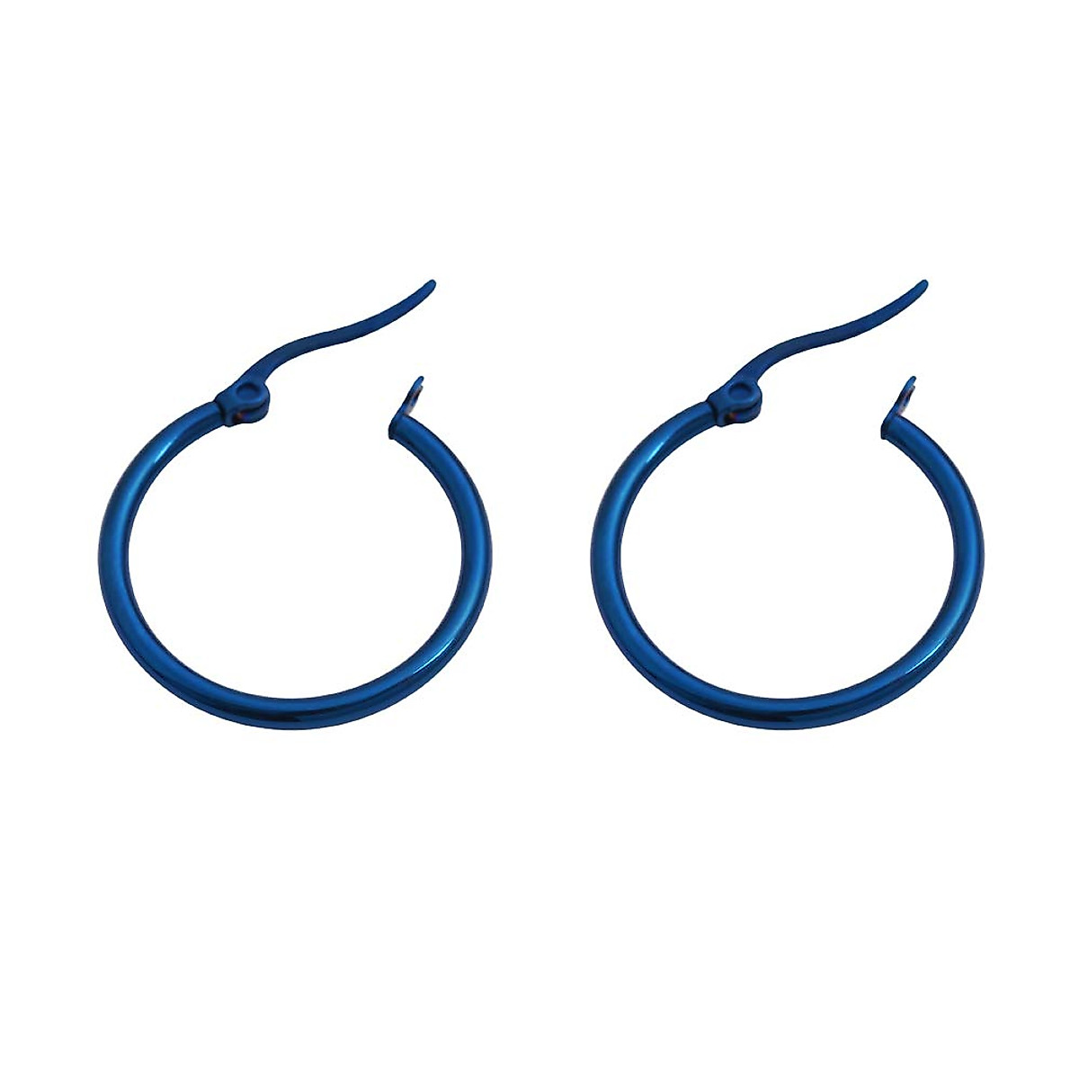 Edforce Stainless Steel Rounded Hoops Earrings (20mm-60mm Diameter) (Blue 20mm)