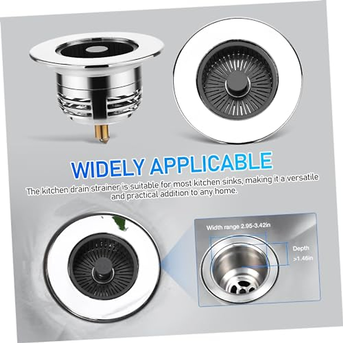 Homoyoyo Kitchen Sink Filter Sink Drain Strainer Push Type Sink Strainer Kitchen Sink Stopper Bathtub Drain Plug Drain Stopper Plunger Sink Strainer Kitchen Drain Stoppers Plastic Grey
