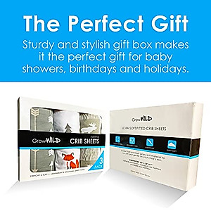 GROW WILD Crib Sheet 3 Pack | Soft Boy Crib Sheets Neutral | Grey Baby Crib Sheets for Boys | Woodland Nursery Crib Mattress Sheet (Forest Fun)