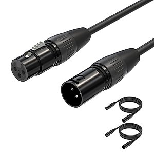 Yinker XLR Microphone Cable Male to Female 5 Feet 2 Pack, 3 Pin XLR Male to Female Mic Cord, Oxygen-Free Copper(OFC) for Audio and Sound Equipments