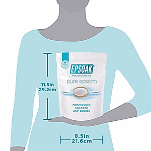 Epsoak Epsom Salt 5 lb. Magnesium Sulfate USP. (Qty. 1 x 5lb. Bags) Resealable Epsom Salt Bulk Bags Unscented, Made in The USA, Cruelty-Free Certified