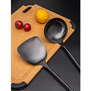 Spatula & Ladle Wok Tool Set, 14.2-15 inches wok utensils, Stainless Steel wok spatula