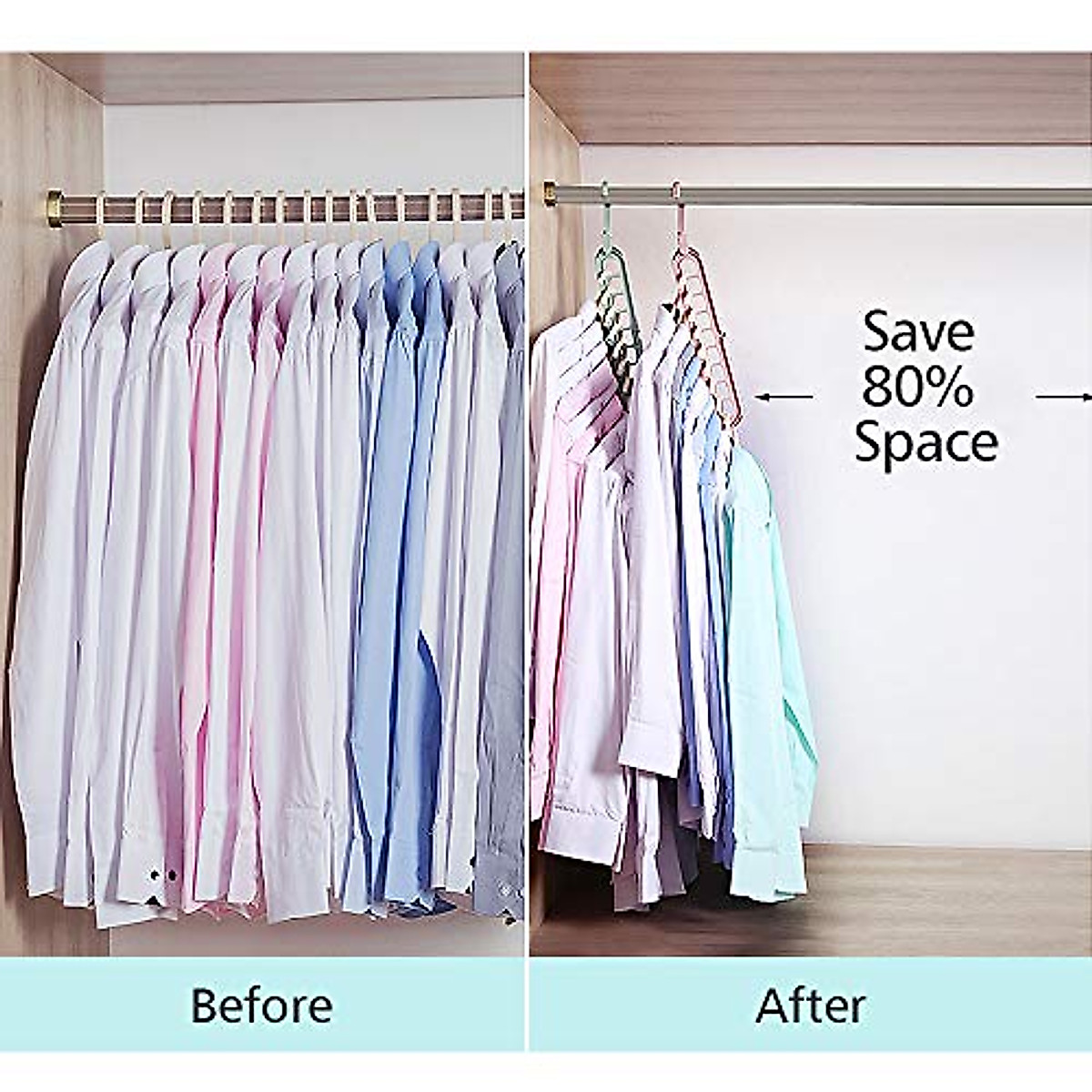 Magic Space Saving Clothes Hangers Multifunctional Smart Closet Organizer Premium Wardrobe Clothing Cascading Hanger 9 Slots, Innovative Design for Heavy Clothes, Shirts Pants Dresses Coats(4 Pack)