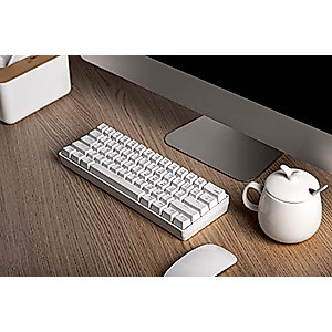DGG YK600 RGB Wired and Wireless Dual Mode 60% Compact Mechanical Keyboard,61 Keys Mini Gaming Office Blue Switches Keyboard with 1850mA Rechargeable Battery for Windows/MacOS/Android System, Black