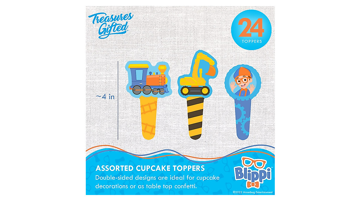 Blippi Cupcake Toppers & Wrappers - 24ct Birthday Party Kit